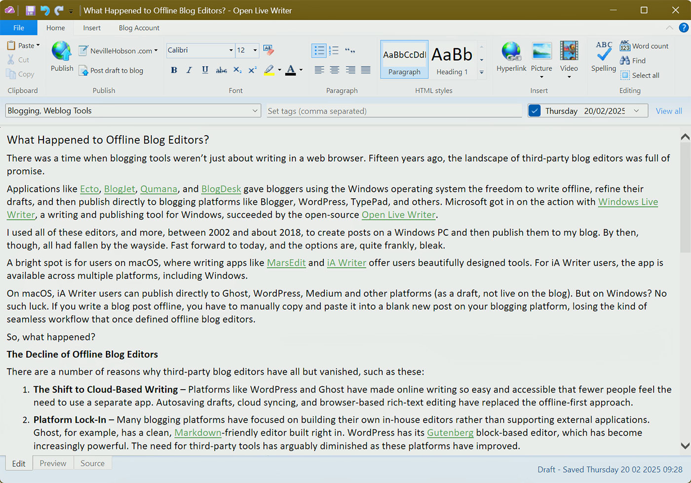 Whatever Happened to Offline Blog Editors? – NevilleHobson .com